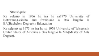 NALANE EA PAKALITHA BETHUEL MOSISILI | PPTX