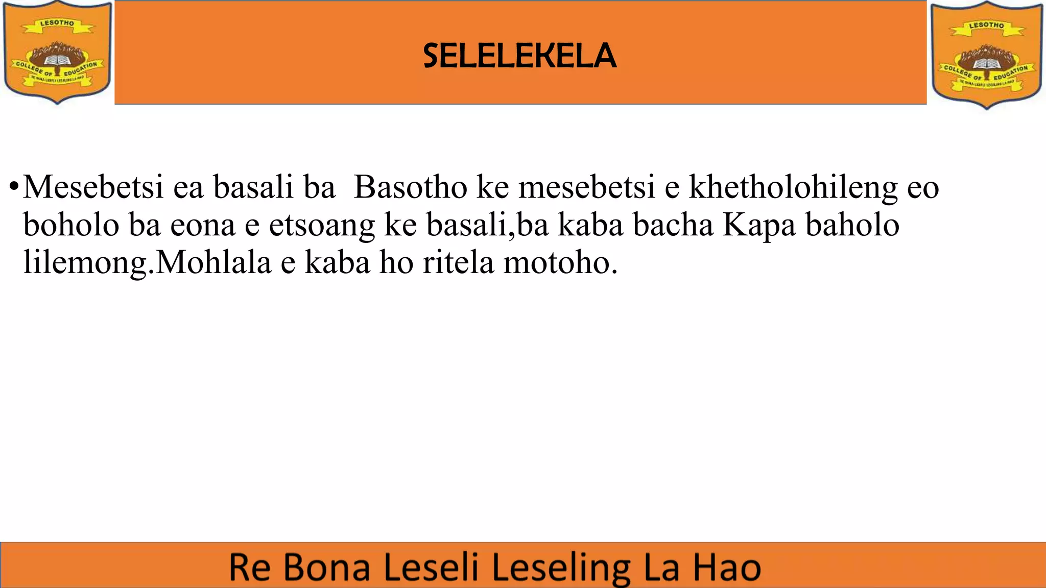 Mesebetsi ea basali ba Basotho | PPTX