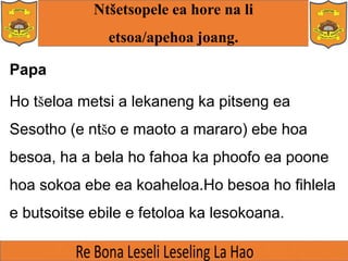 Lijo tsa Sesotho tse entsoeng ka poone. | PPTX
