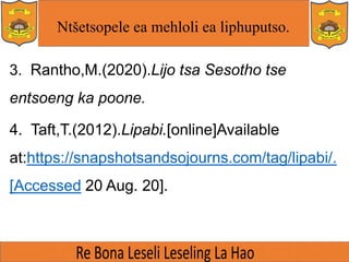 Lijo tsa Sesotho tse entsoeng ka poone. | PPTX