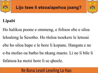 Lijo tsa Sesotho tse entsoeng ka poone. | PPTX