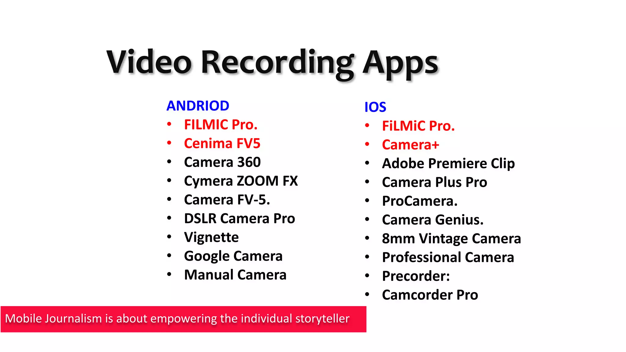 Mobile Journalism Workshop Presentation | PPTX