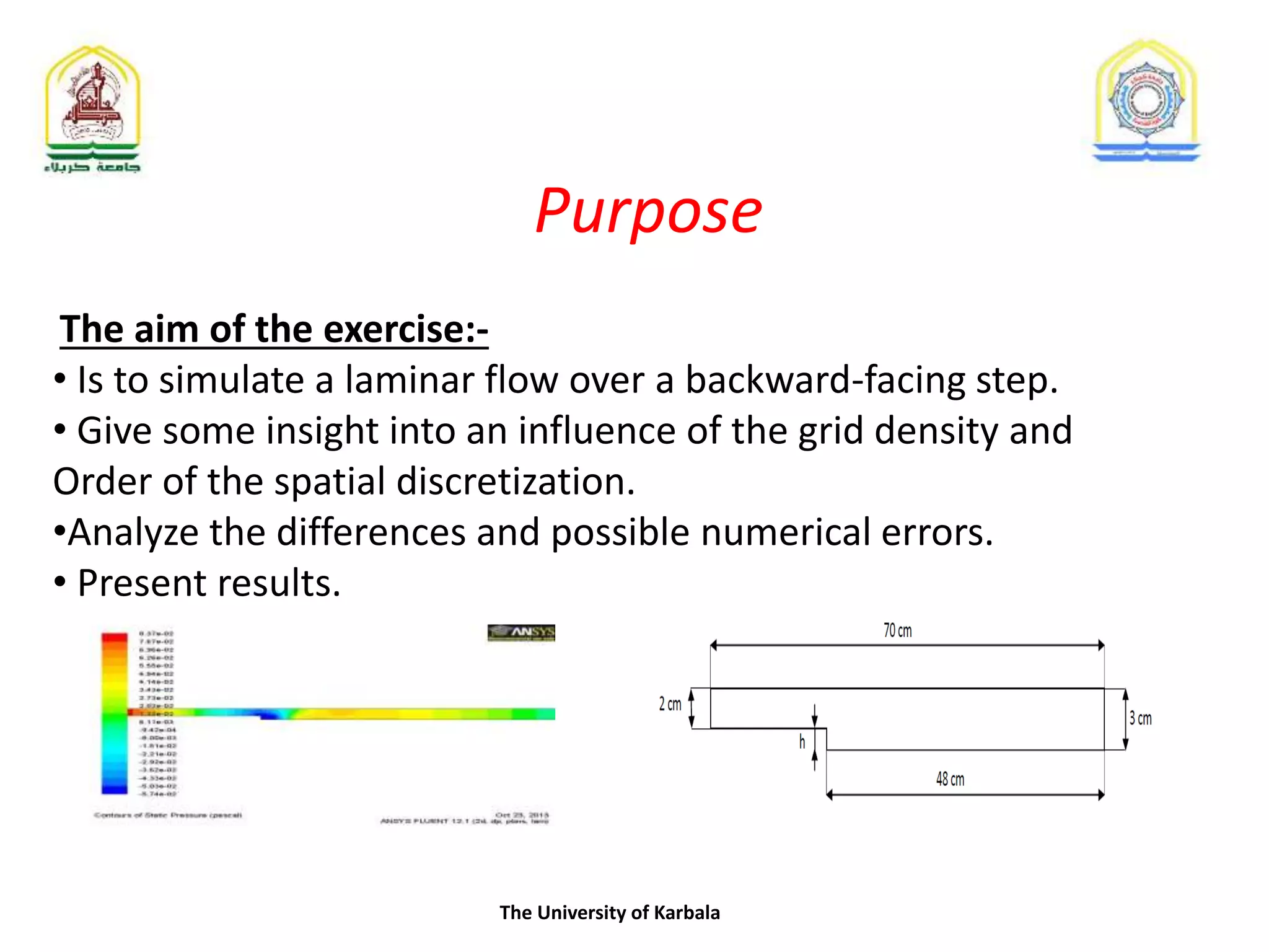 Laminar flow over backward-facing step (2D) simulation | PPTX