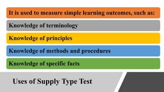 Comparison Between Objective Type Tests and Subjective Type tests. | PPTX