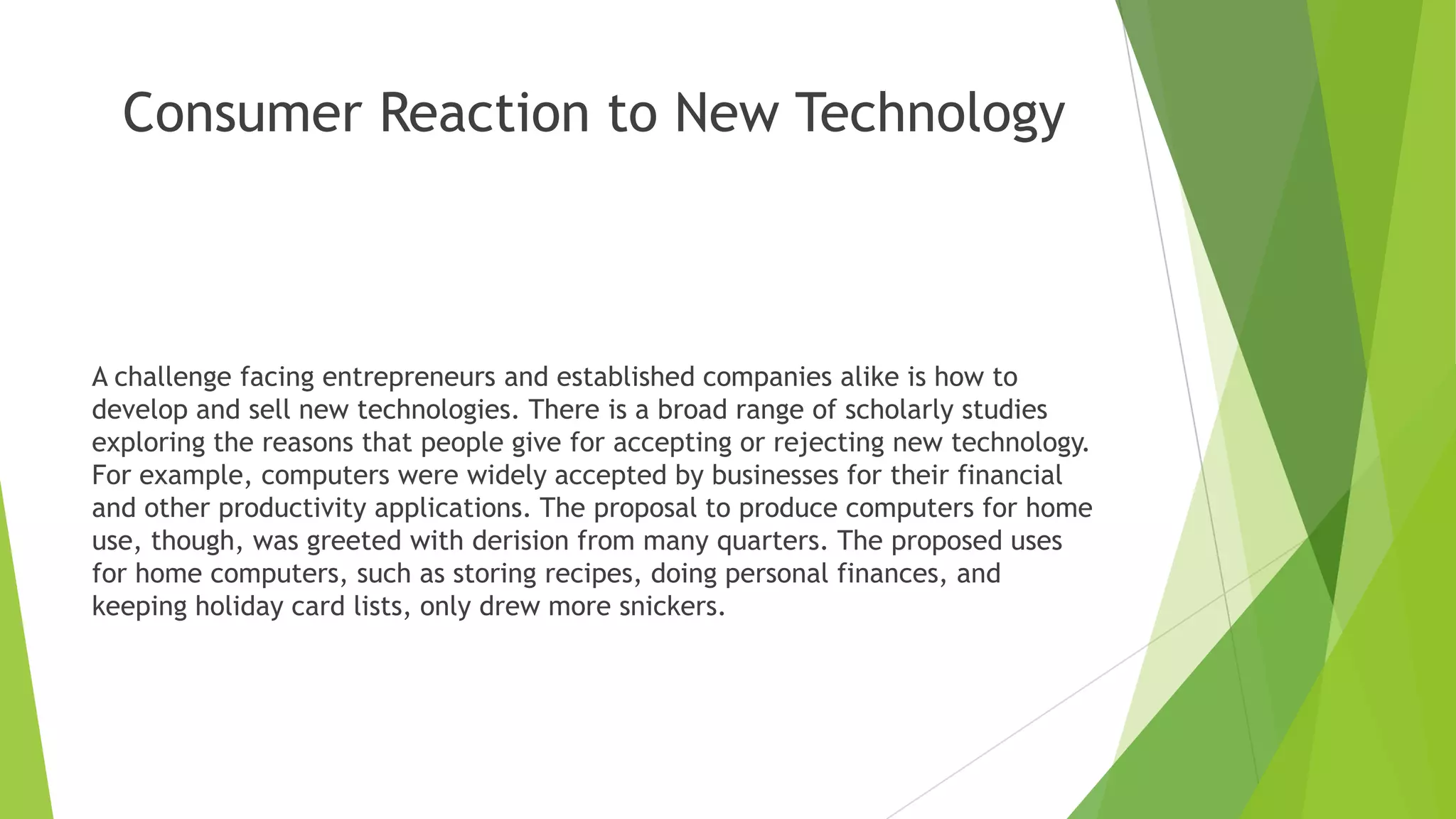 Consumer Reaction to New Technology | PPT