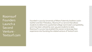 Roomsurf Founders Launch a Second Venture - Textsurf.com | PPT