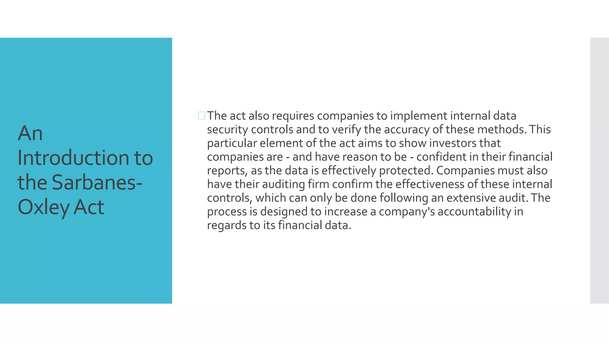 An Introduction to the Sarbanes-Oxley Act | PPTX | Business Accounting ...