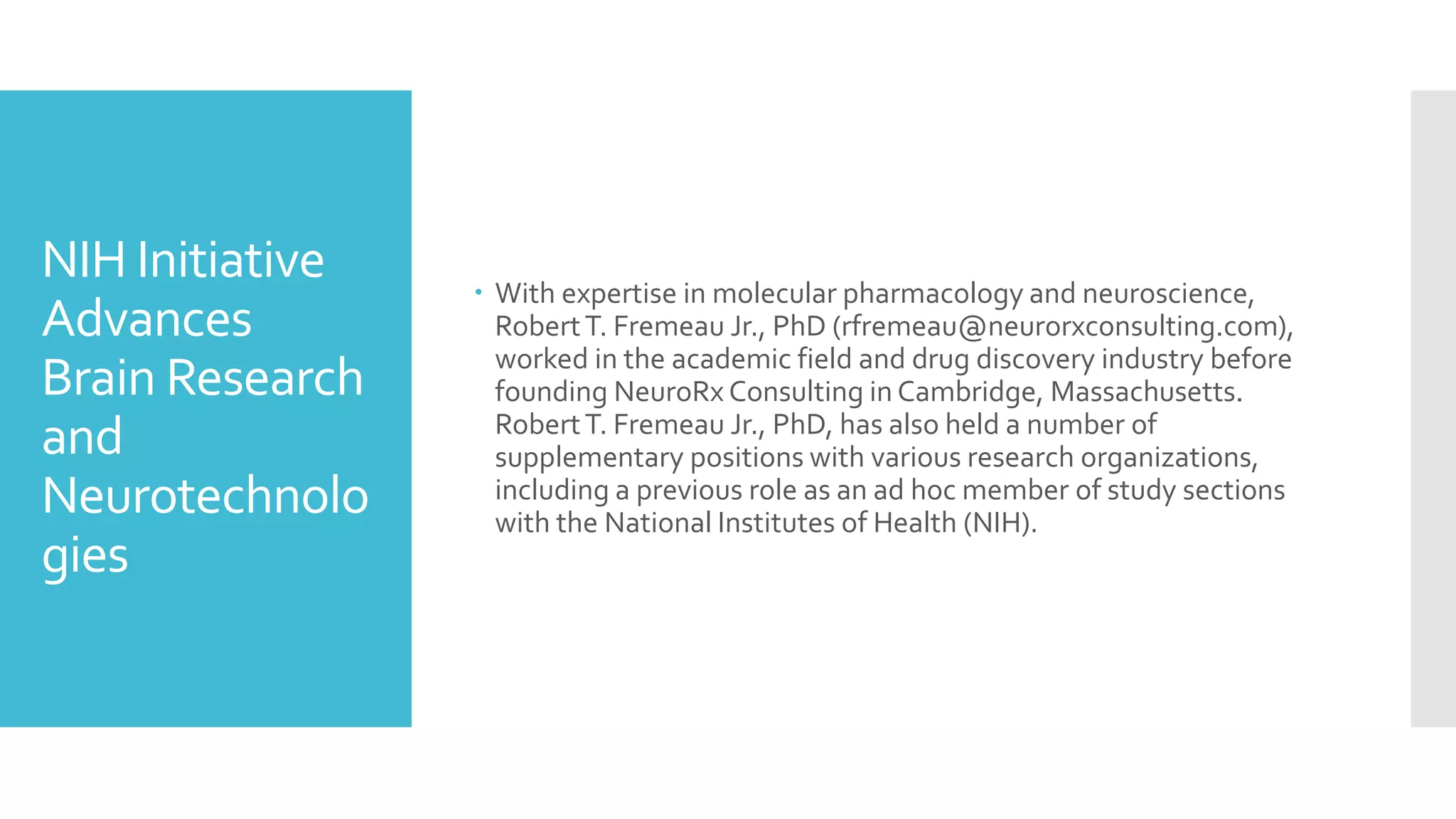 NIH Initiative Advances Brain Research and Neurotechnologies | PPTX