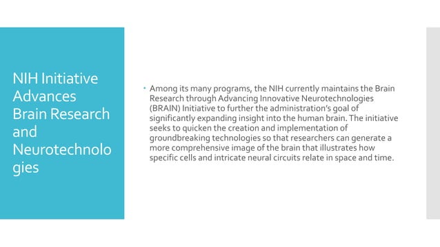 NIH Initiative Advances Brain Research and Neurotechnologies | PPT
