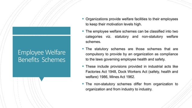 Employees Welfare | PPTX | Government Support and Welfare | Financial ...