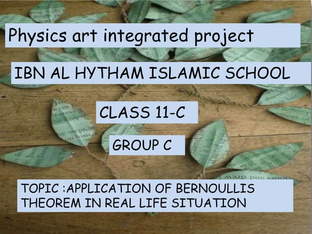 Bernoulli's theorem | PPTX | Physics | Science