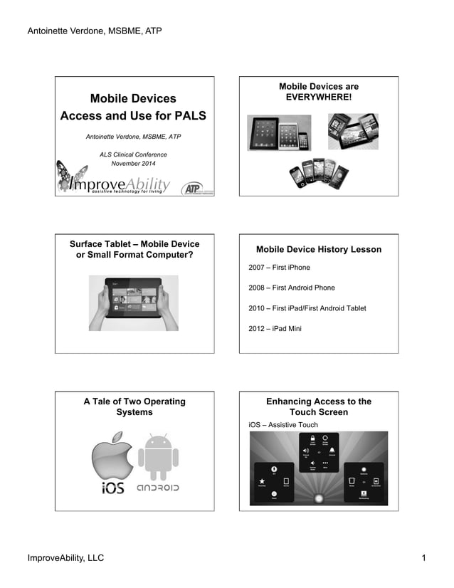 Presentation 210 antoinette verdone mobile devices-access and use for pals_handouts | PDF