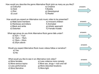 media - alternative rock questionnaire | PPT