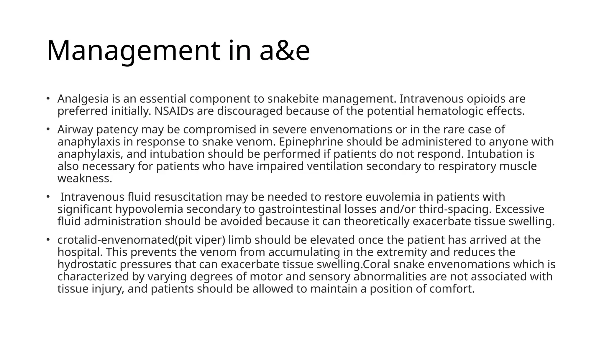 MANAGEMENT OF SNAKE BITE IN ACCIDENT AND EMERGENCY DEPT | PPTX