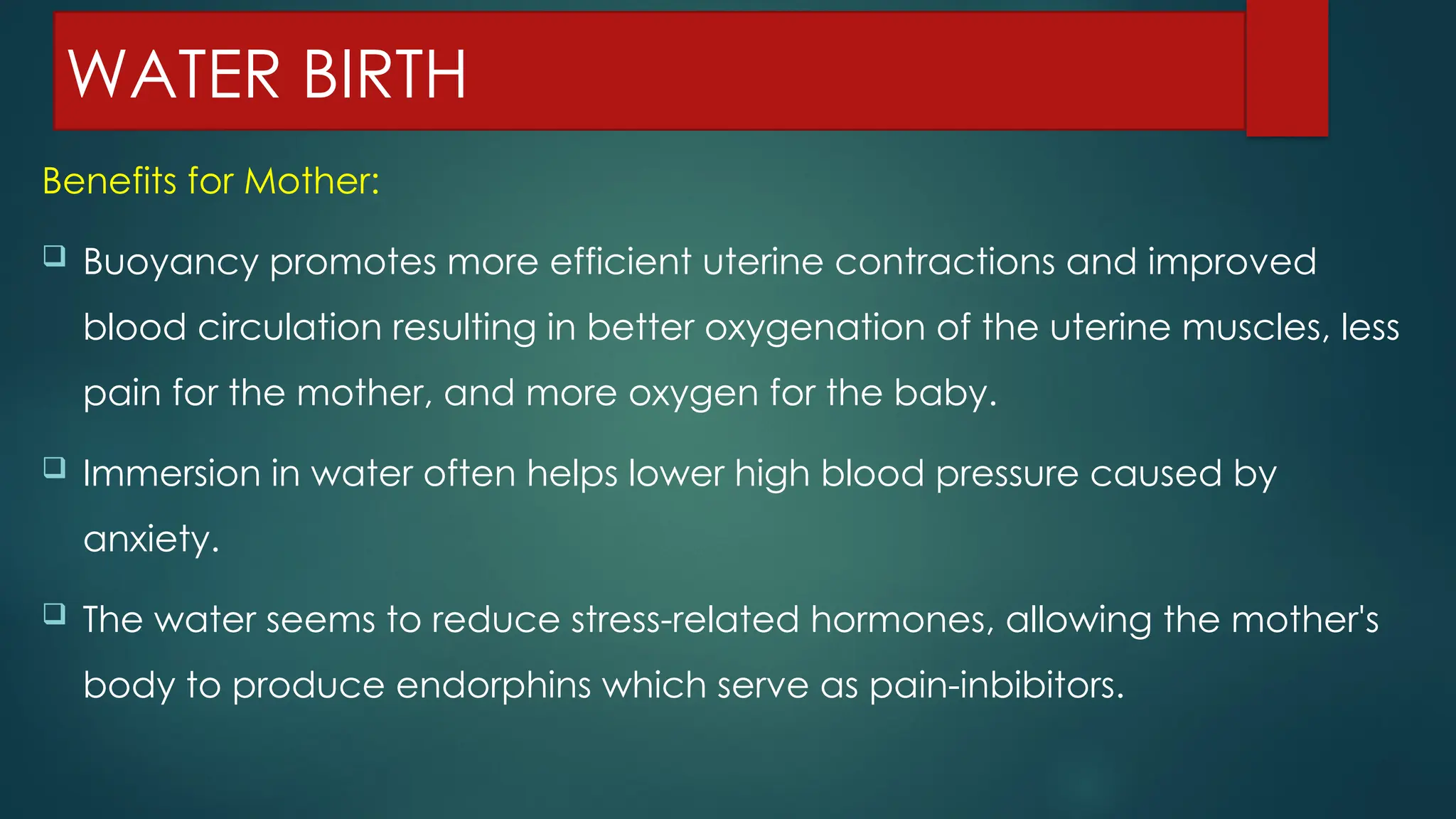 Water birth- obstetrics & gynecological nursing pptx | PPTX
