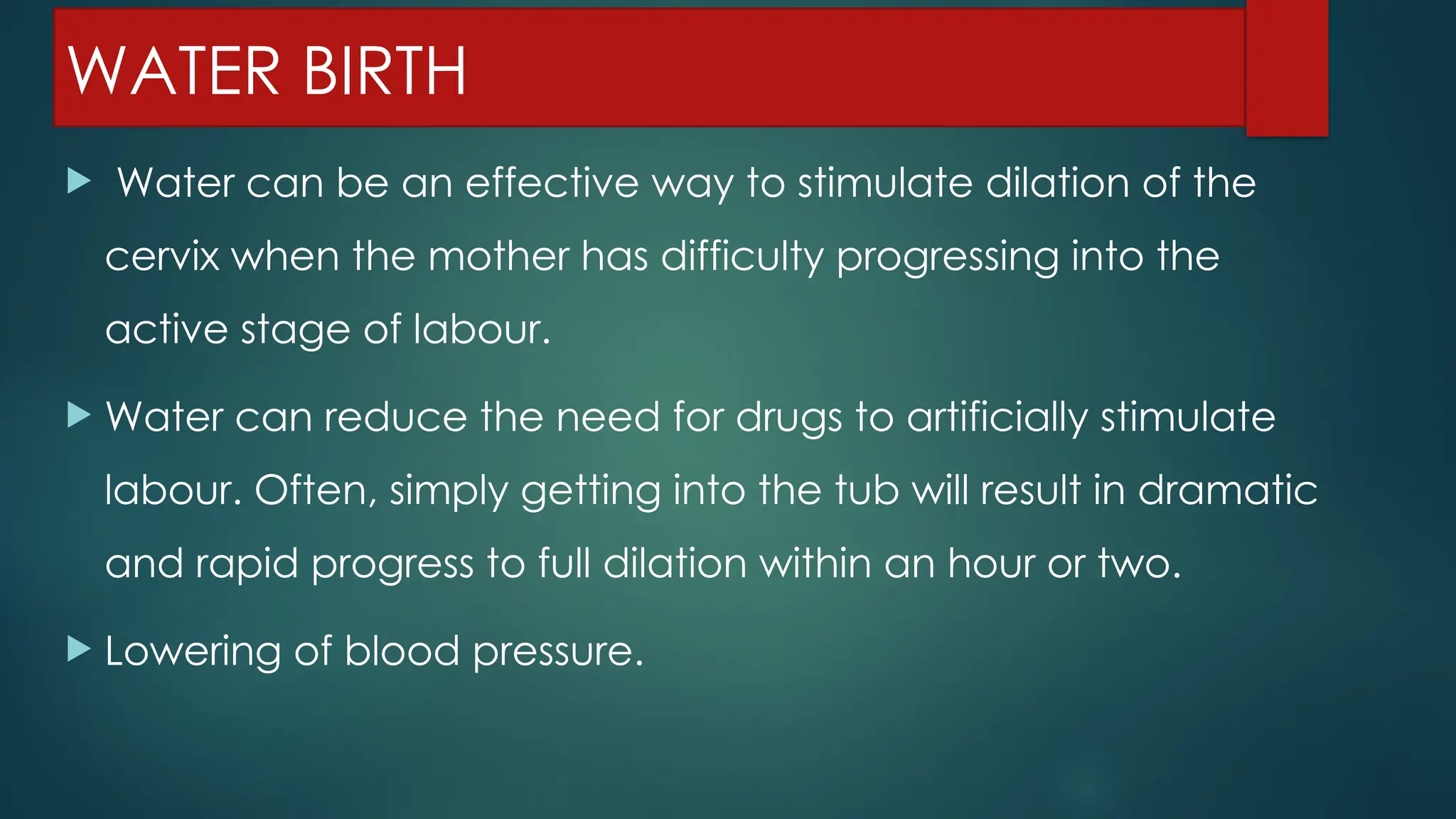 Water birth- obstetrics & gynecological nursing pptx | PPTX