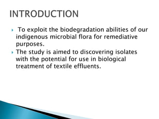 textile biodegradation | PPTX | Chemistry | Science