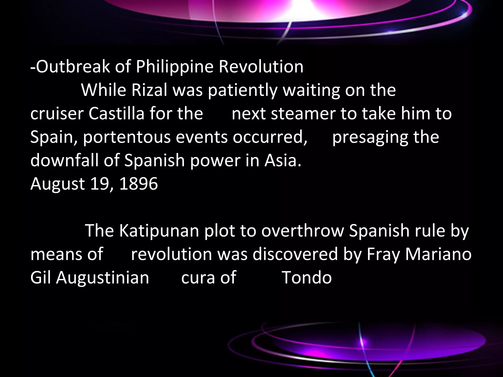 Rizal and other heroes/ heroines Chapter 23: last trip abroad (1896) | PPT