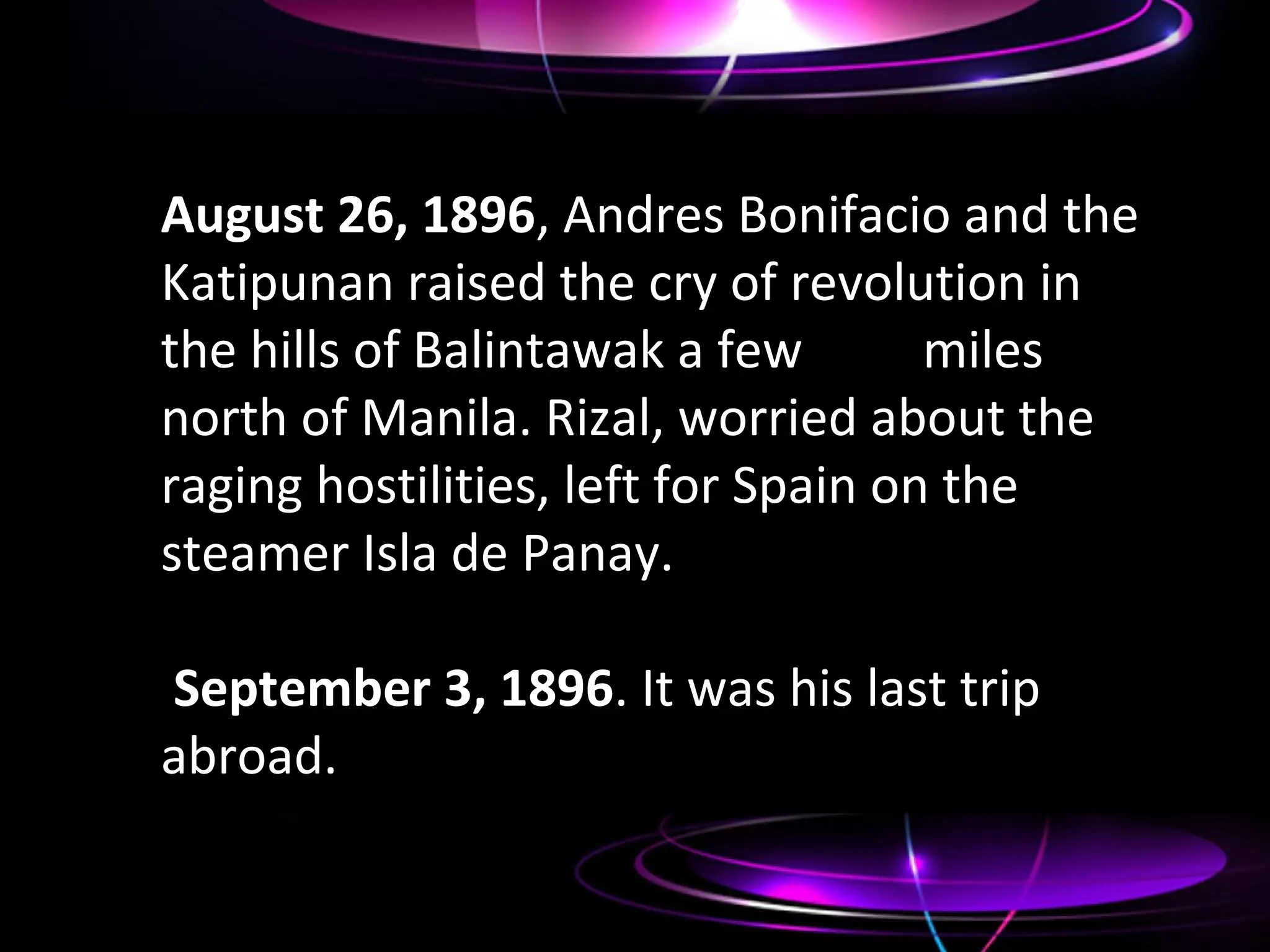 Rizal and other heroes/ heroines Chapter 23: last trip abroad (1896) | PPT