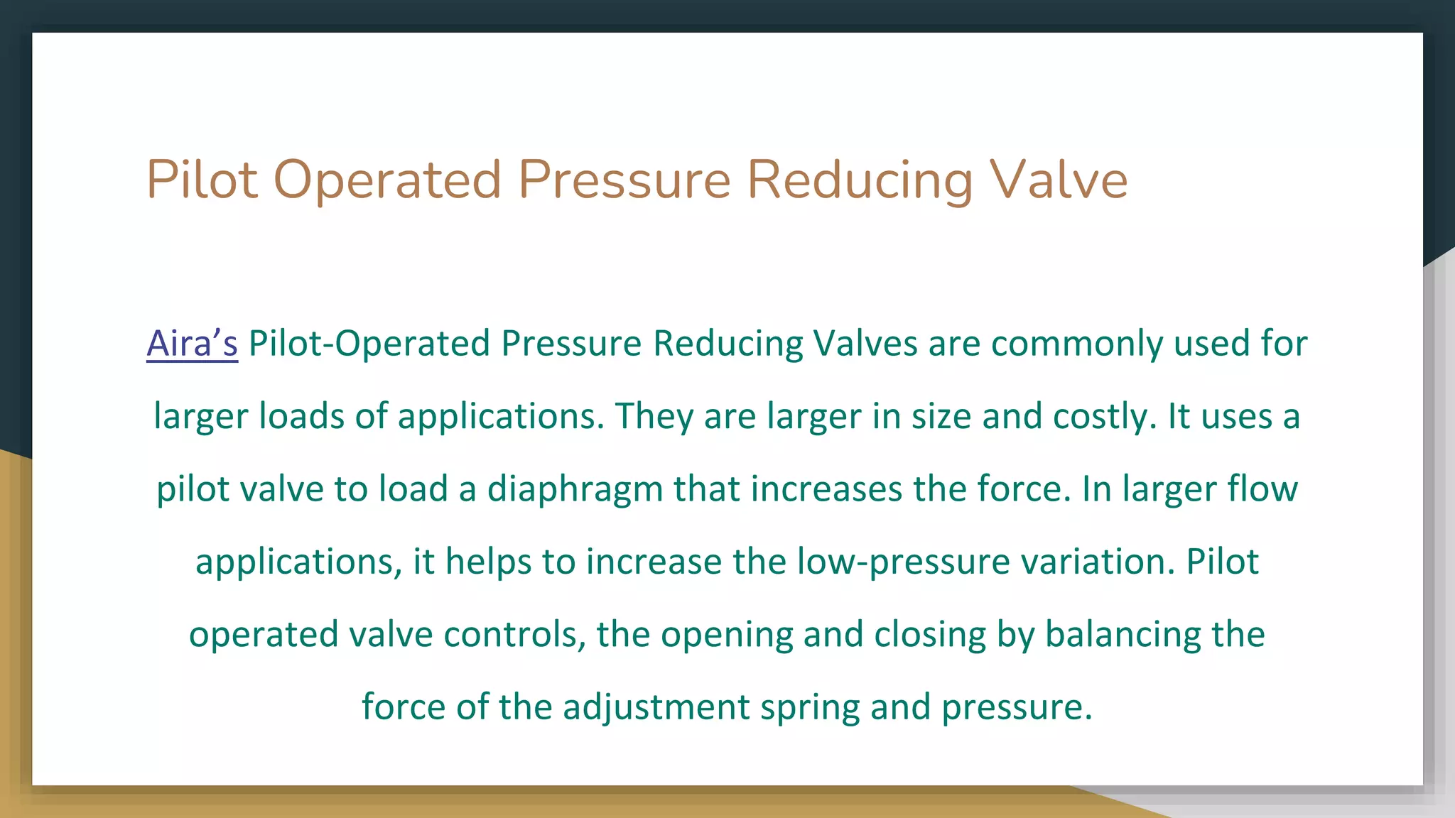Pressure Reducing Valve: A Guide to Types, Applications, and Benefits | PPTX
