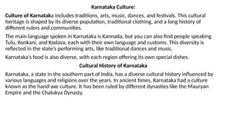 Powerpoint Presentation on KARNATAKA'S CULTURE | PPTX