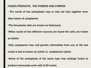Protoplast fusion and formation of hybrid and cybrid | PPTX ...
