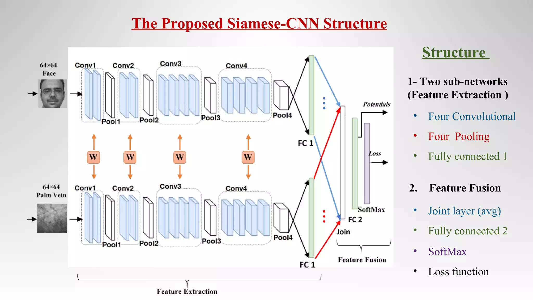 Proposed Structure of Siamese CNN for Fusion face and palm veins at ...