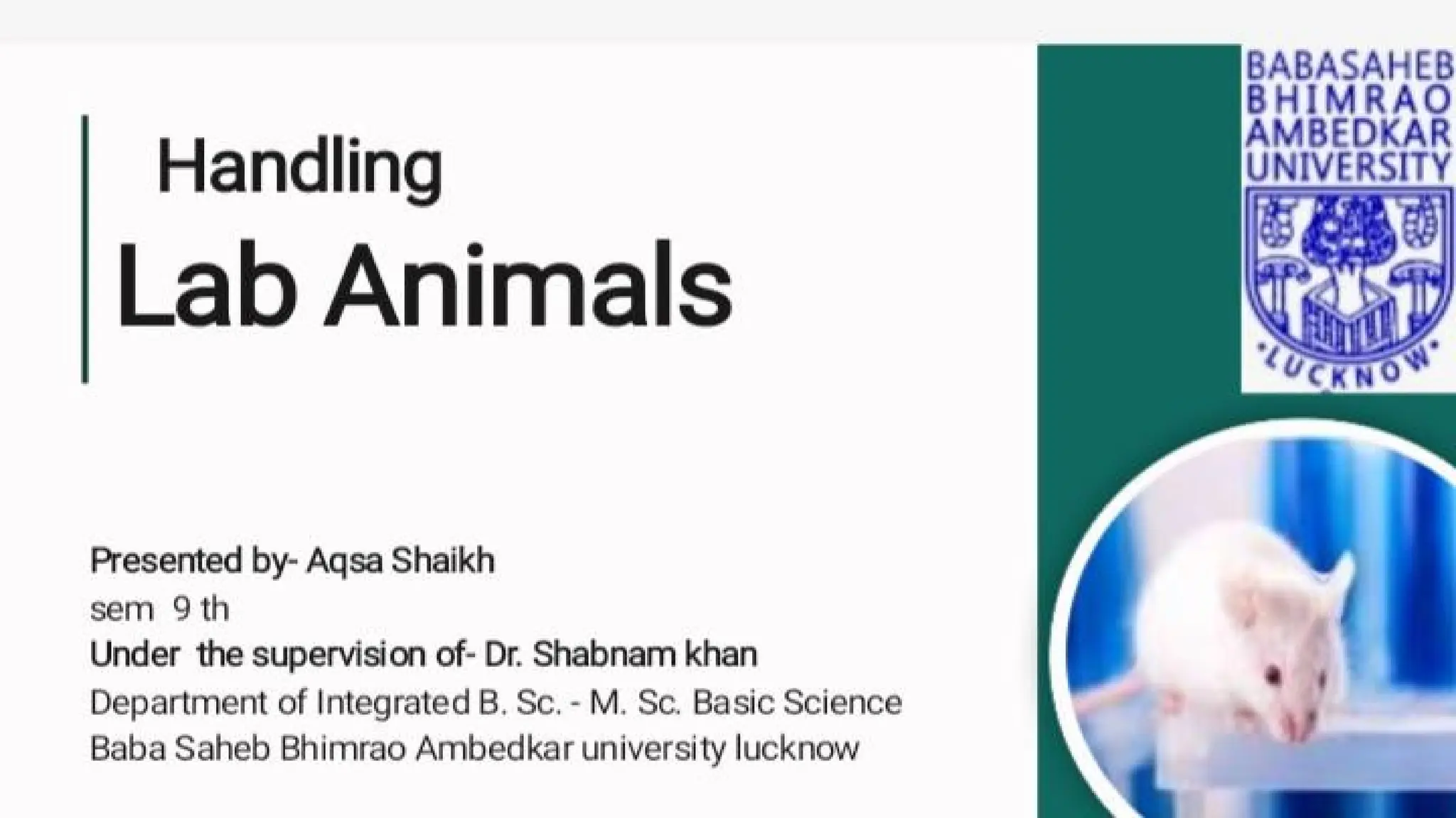 "Handling Laboratory Animals: Best Practices and Guidelines" | PPTX