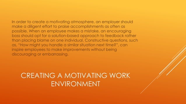 Creating a Motivating Work Environment | PPT