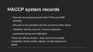 HACCP verification and documentation | PPTX