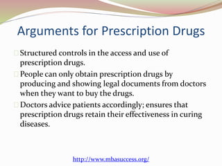 Debate on the significance of prescription drugs in | PPTX