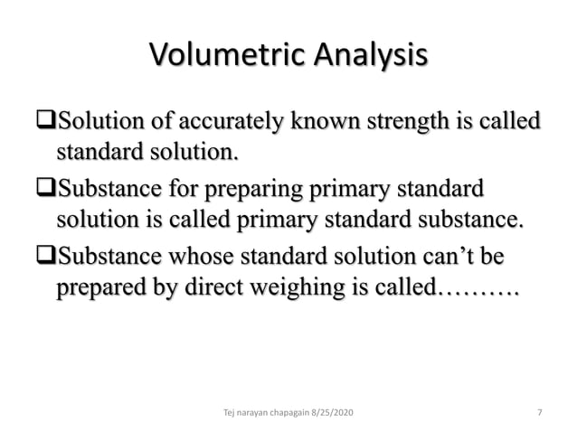 volumetric analysis presentation 2 class 1 2 | PPT