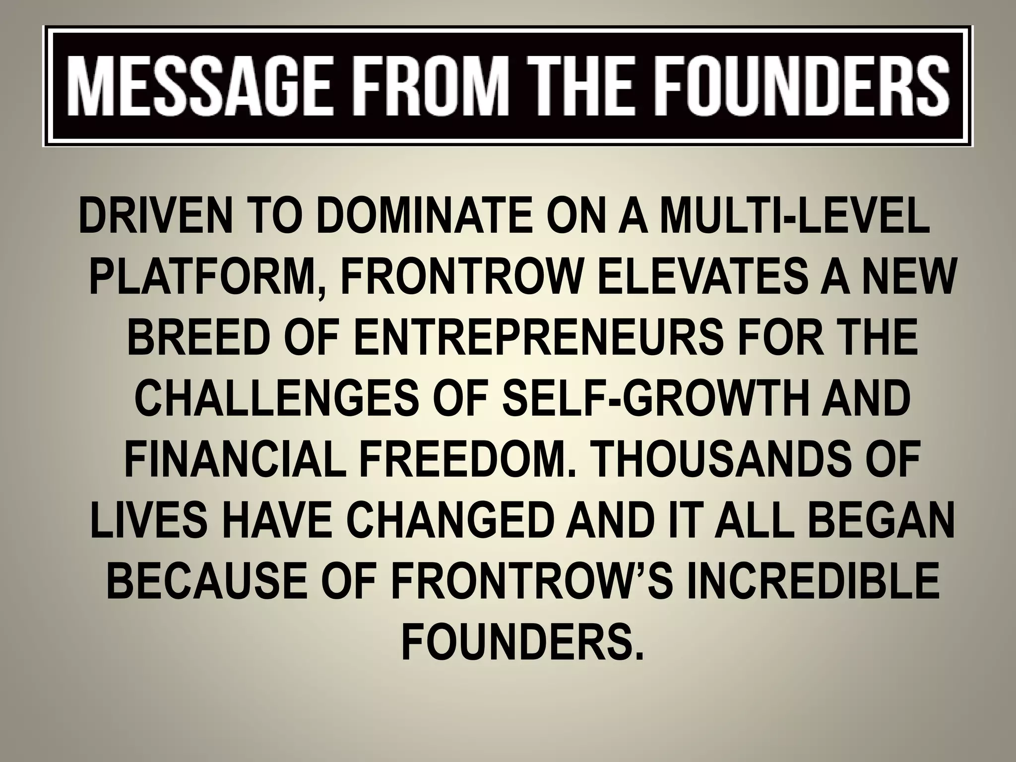 Frontrow Presentation 2019 | PPTX