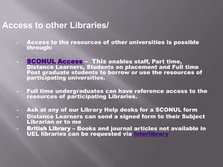 Library induction at the University of East London | PPTX