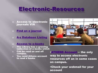 Library induction at the University of East London | PPTX