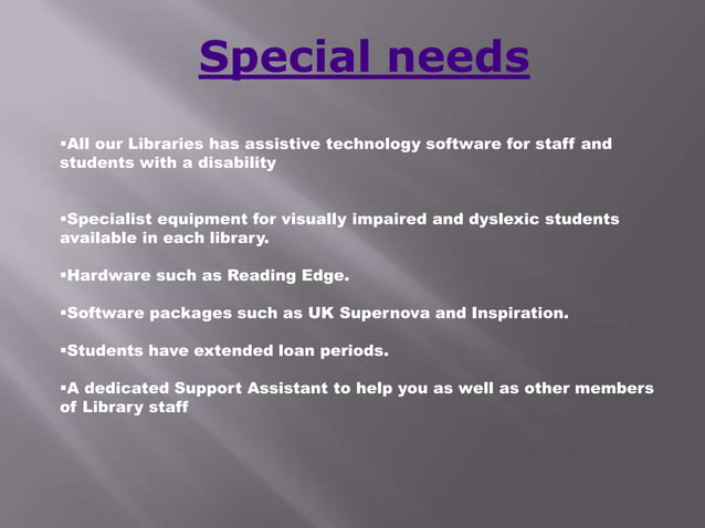 Library induction at the University of East London | PPTX