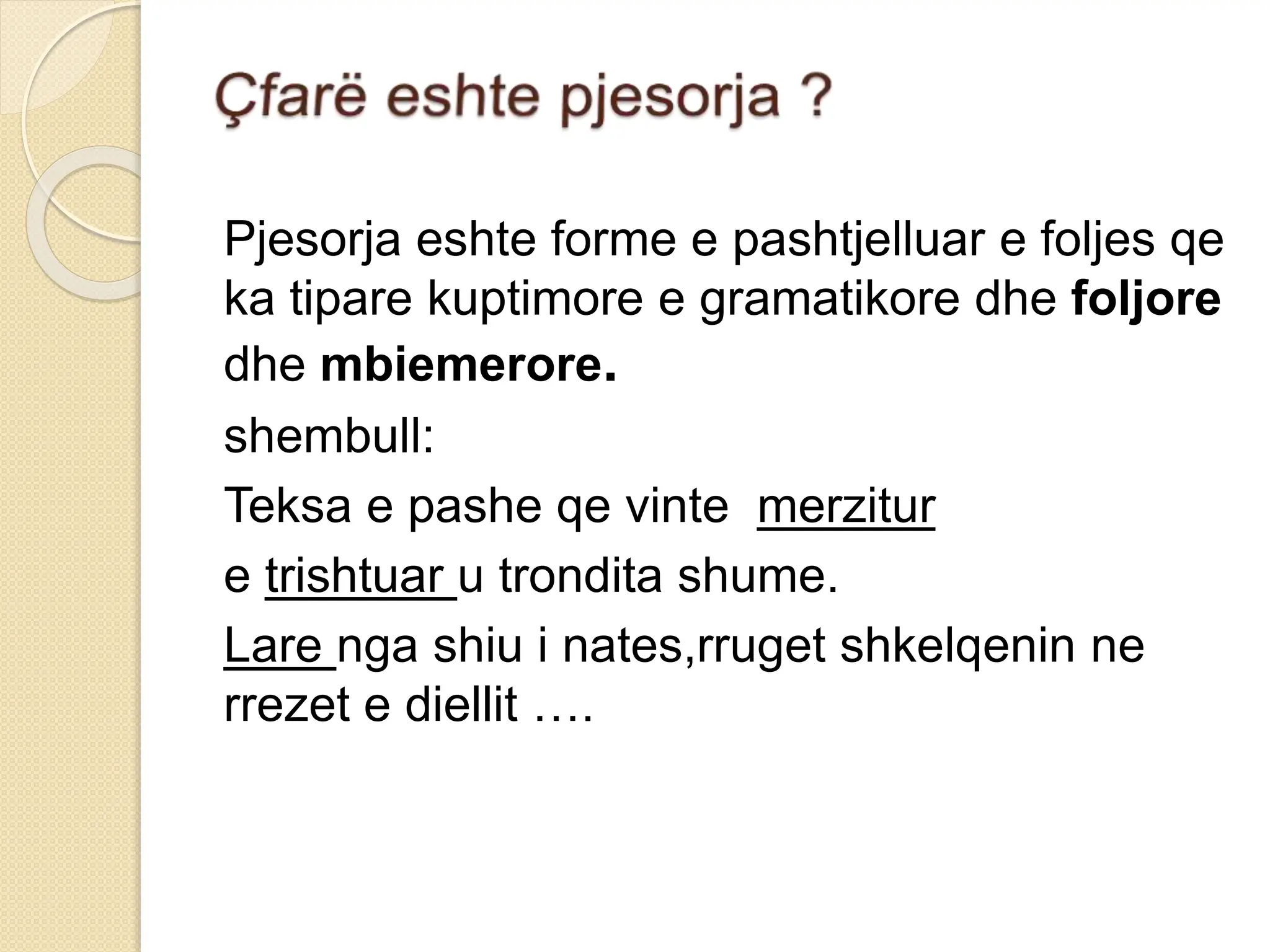 PJESORJA NE GJUHEN SHQIPE. | PPTX