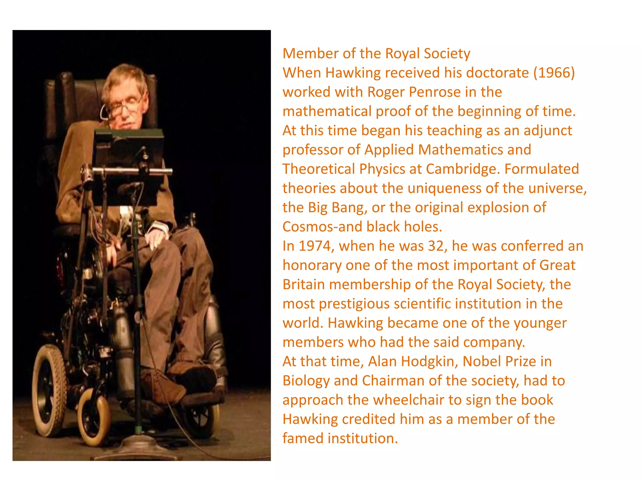 Presentation 2 on stephen william hawking by chirag shetty | PPTX | Physics | Science