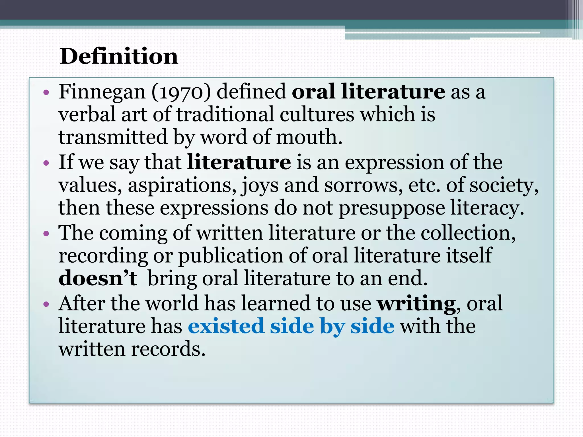 Presentation 2 Oral Literature | PDF