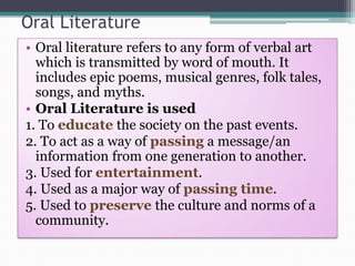 Presentation 2 Oral Literature | PDF