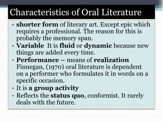 Presentation 2 Oral Literature | PDF