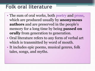 Presentation 2 Oral Literature | PDF