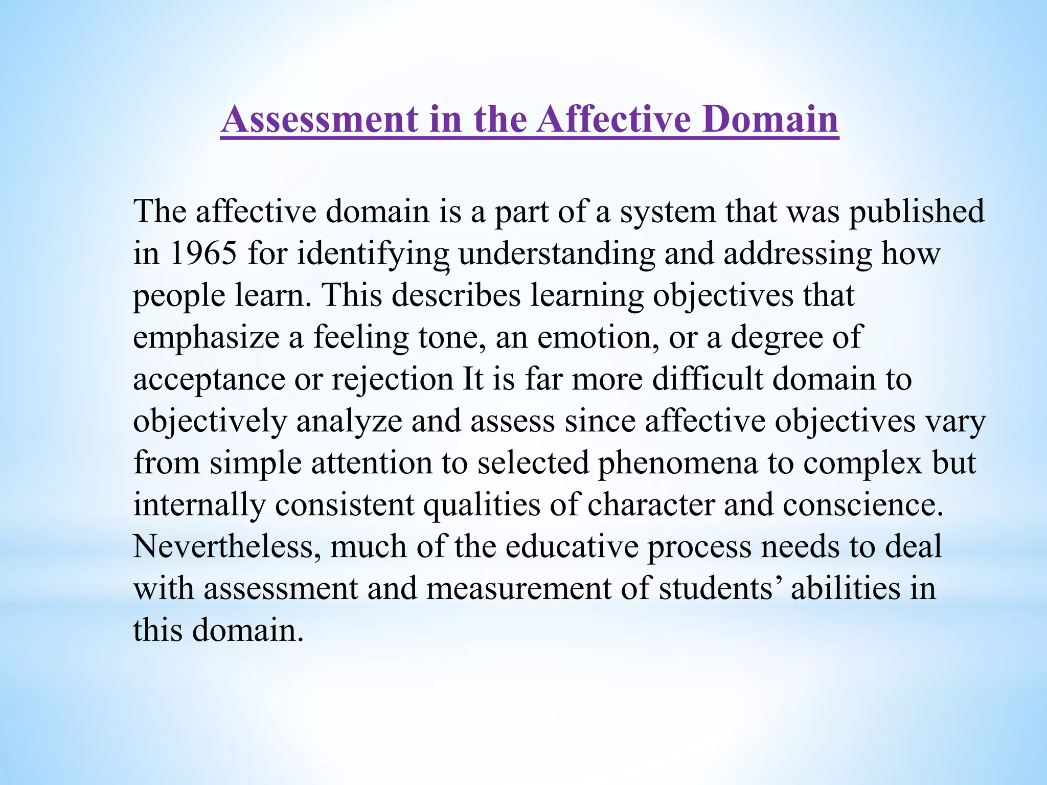 Assessment in the Affective Domain | PPTX