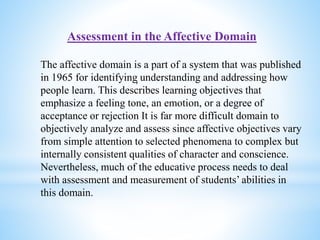Assessment in the Affective Domain | PPTX