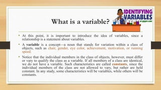 Presentation: Research Problem, Questions, Variables and Hypotheses | PPTX