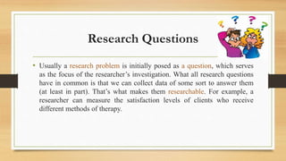 Presentation: Research Problem, Questions, Variables and Hypotheses | PPTX