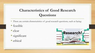 Presentation: Research Problem, Questions, Variables and Hypotheses | PPTX