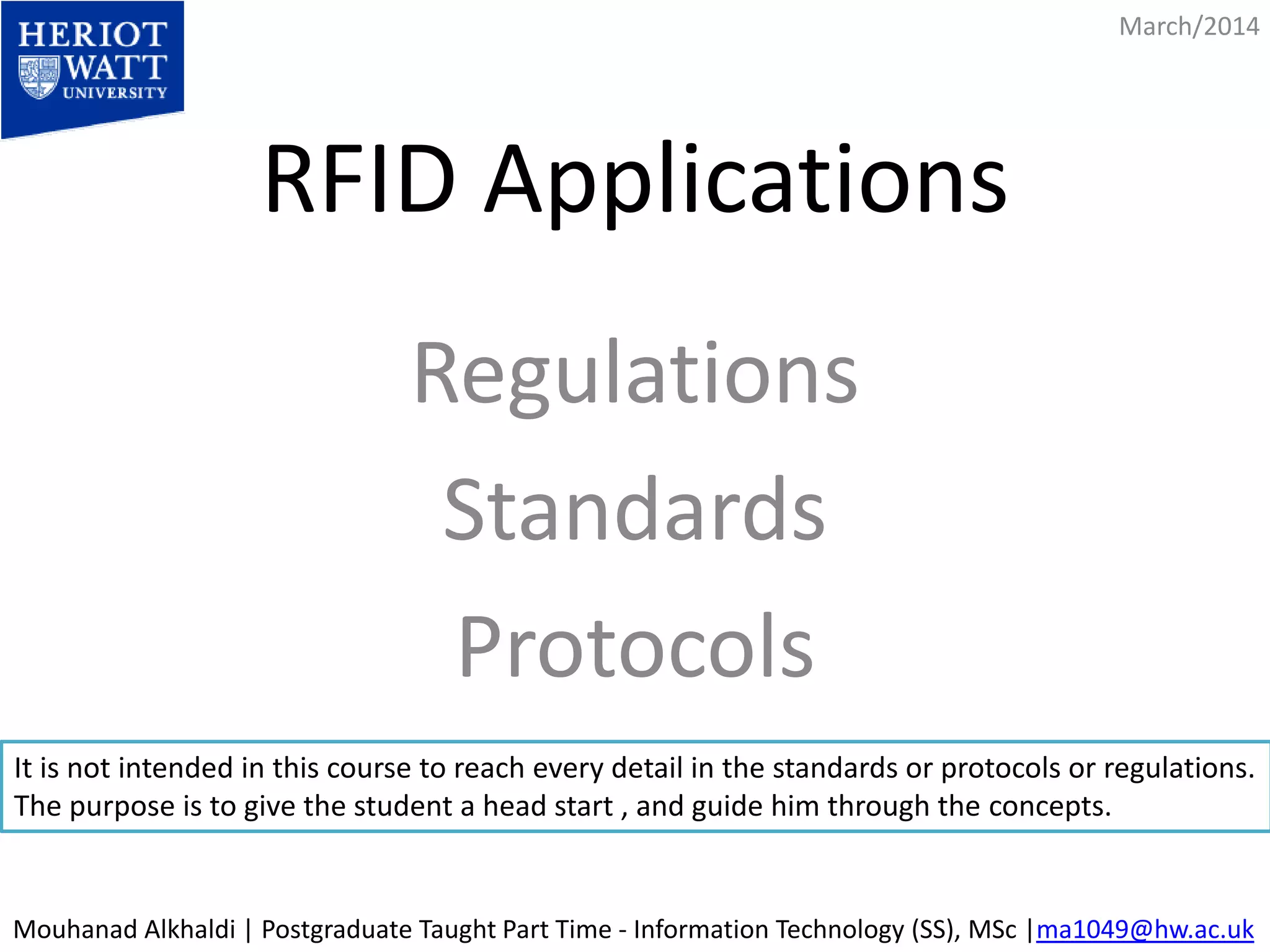 Presentation 2 rfid standards & protocols | PPTX