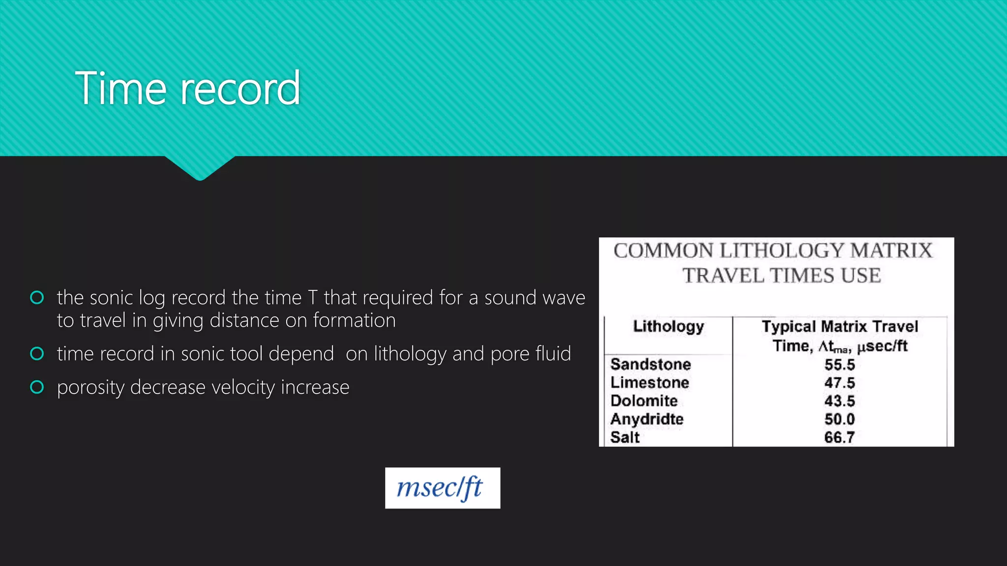sonic log / Acoustic logging tools and its interpretation | PPTX