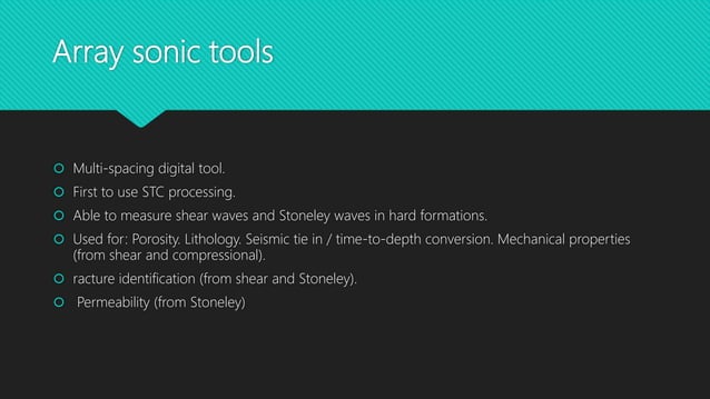 sonic log / Acoustic logging tools and its interpretation | PPTX
